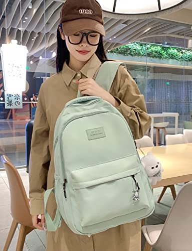 Cute Backpack Kawaii Backpack Aesthetic Supplies Cute Aesthetic Backpack for College Laptop Travel Supplies (Green)