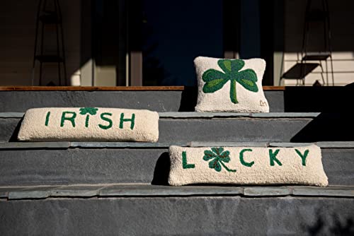 Chandler 4 Corners Artist-Designed Irish Clover Hand-Hooked Wool Decorative Throw Pillow (8β x 24β) St Patrick's Pillow for Couches & Beds-Easy Care, Low Maintenance St Patty's Day Shamrock Pillow