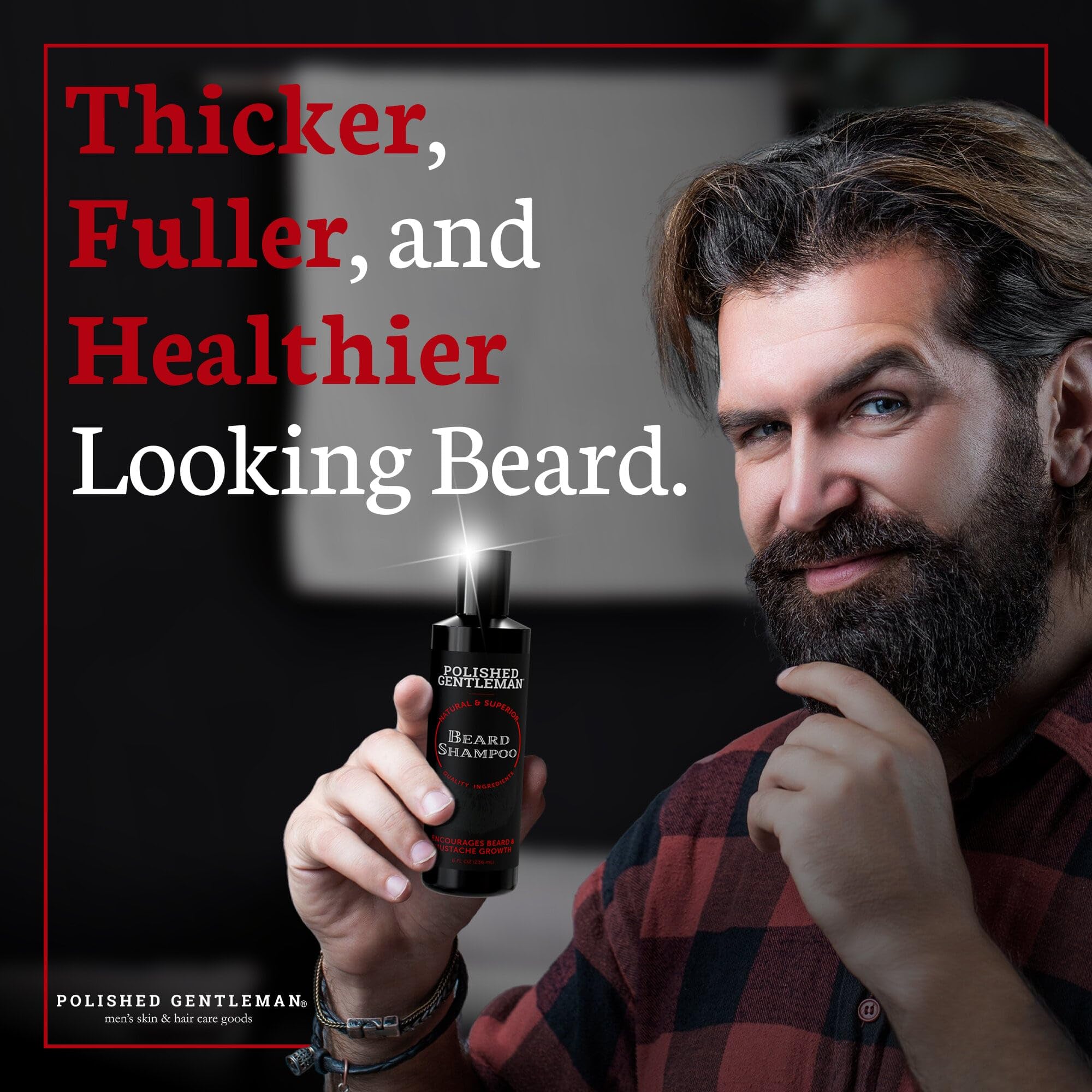 Polished Gentleman Beard Shampoo & Face Wash - 8oz, Refreshing with Peppermint, Tea Tree & Argan Oils for Thicker, Softer Beard