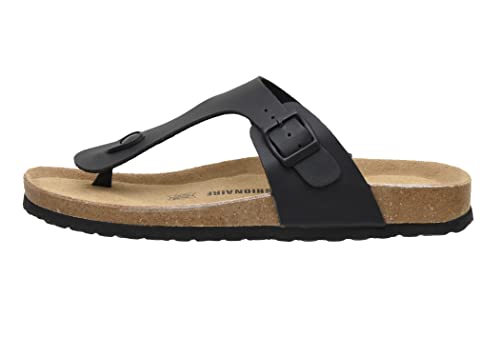 CUSHIONAIRE Men's Leah Cork footbed Sandal with +Comfort, Black Nappa 11