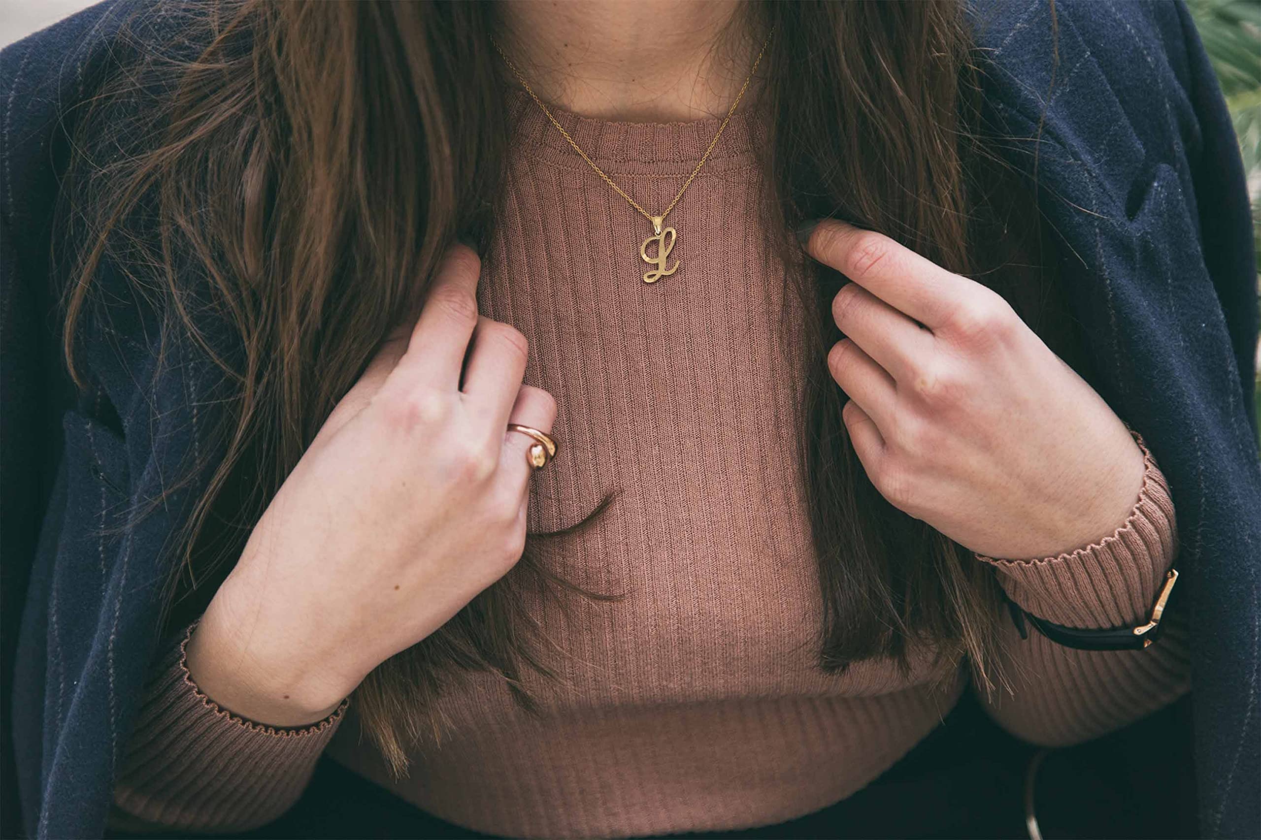 Ice on Fire Jewelry 10k Solid Real Gold Cursive Initial Pendant, English Alphabet A-Z Letter Charm with Diamond Cut (A)