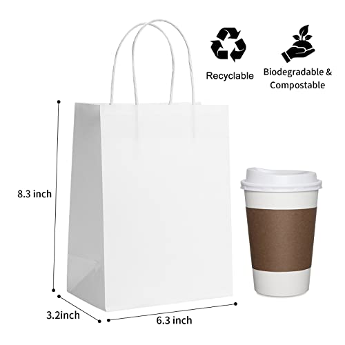 COGLARING 50Pcs 6.3x3.2x8.3 Gift Bags Kraft Paper Bag w/Handles Bulk Shopping Favor Bags