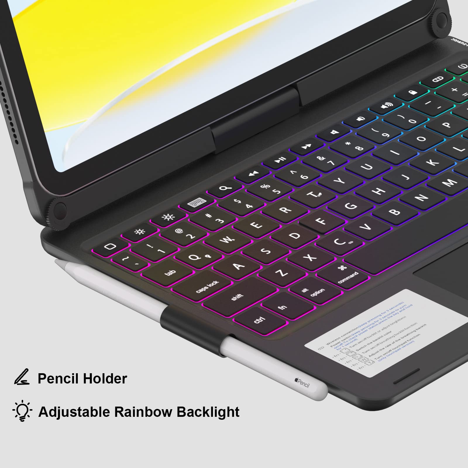 Baisla Keyboard case for iPad 10th Generation(10.9" 2022), Slim Smart ipad 10th Keyboard Case, 360° Rotatable Backlit Keyboard with Backlight,TouchPad (Black)