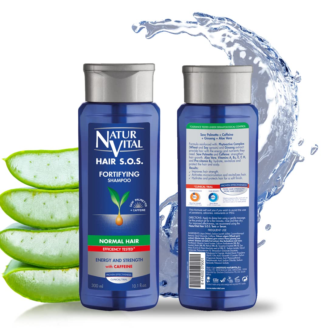 NaturVital Unisex, Natural Aloe Vera & Ginseng Organic Hair SOS Revitalizing Shampoo for Normal Hair, Prevents Hair Breakage, Cruelty-Free & Paraben-Free