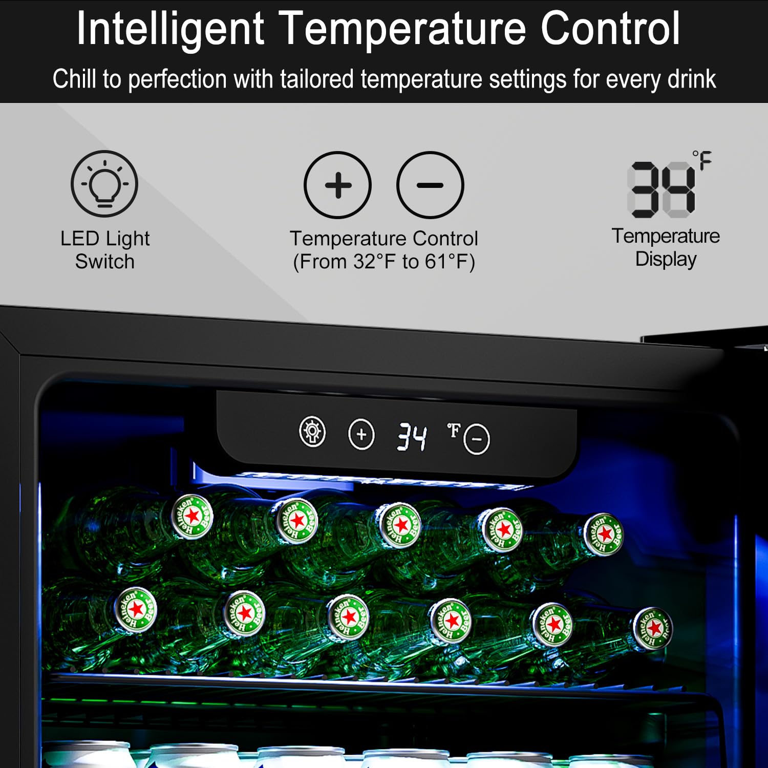 Feelfunn Beverage Refrigerator Cooler - 126 Can Mini Fridge Glass Door for Drinks Soda Beer Wine - Small Refrigerator for Office Bedroom Home Bar, 4 Adjustable Shelves, 3.2 Cu.Ft, Silver