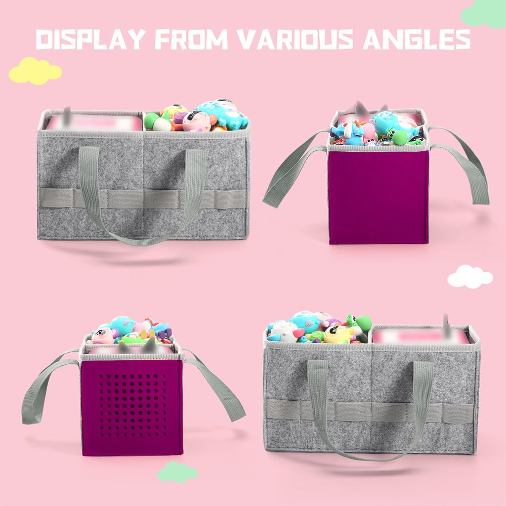 Seracle Carrying Case Travel Felt Bag Compatible with Toniebox Starter Set and Tonies Figurine (Gray+Purple)
