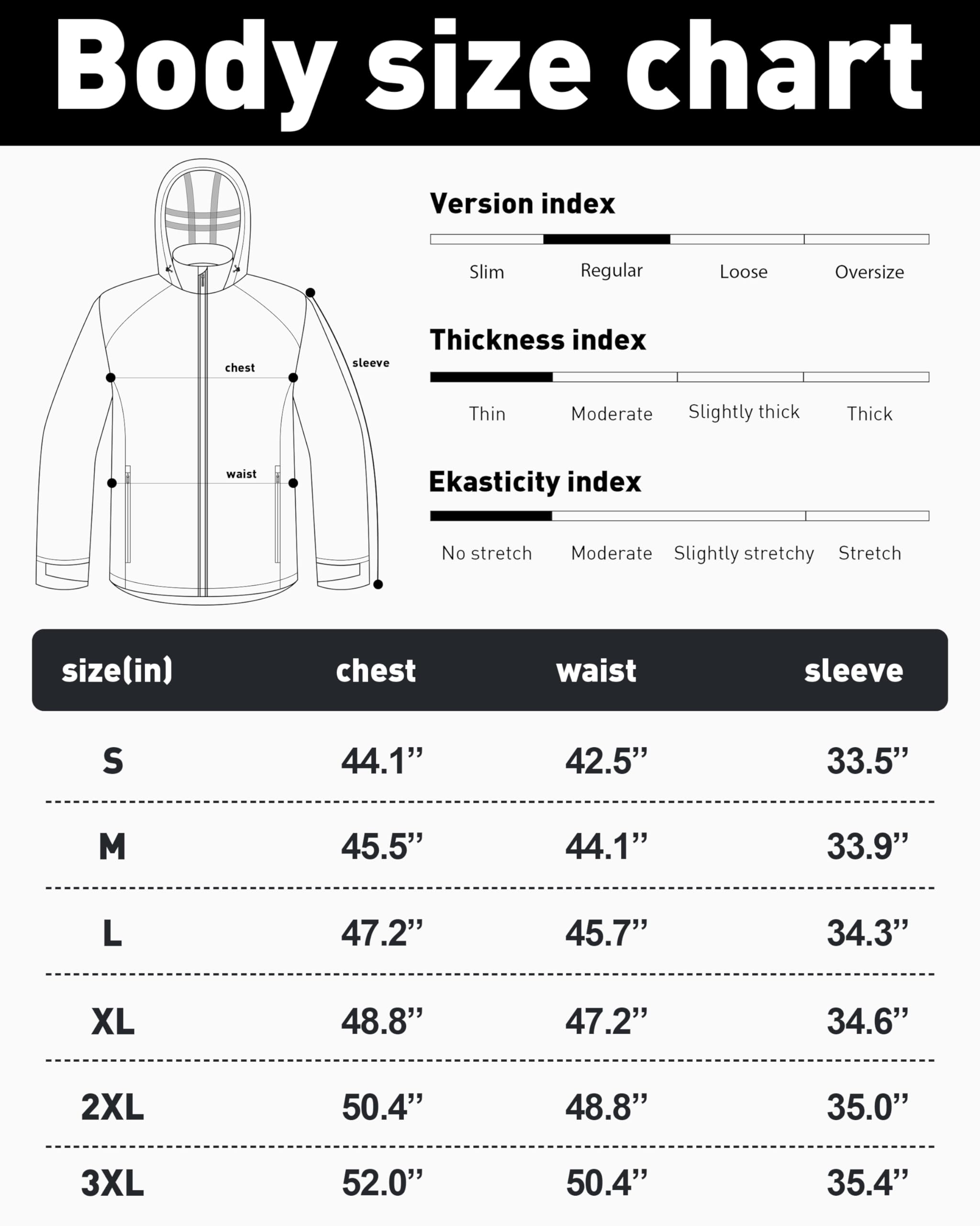 ATLASLAVA Men's Packable Rain Jackets Lightweight Waterproof Reflective Windbreaker Coat with Hood Cycling Running Golf Black 3XL