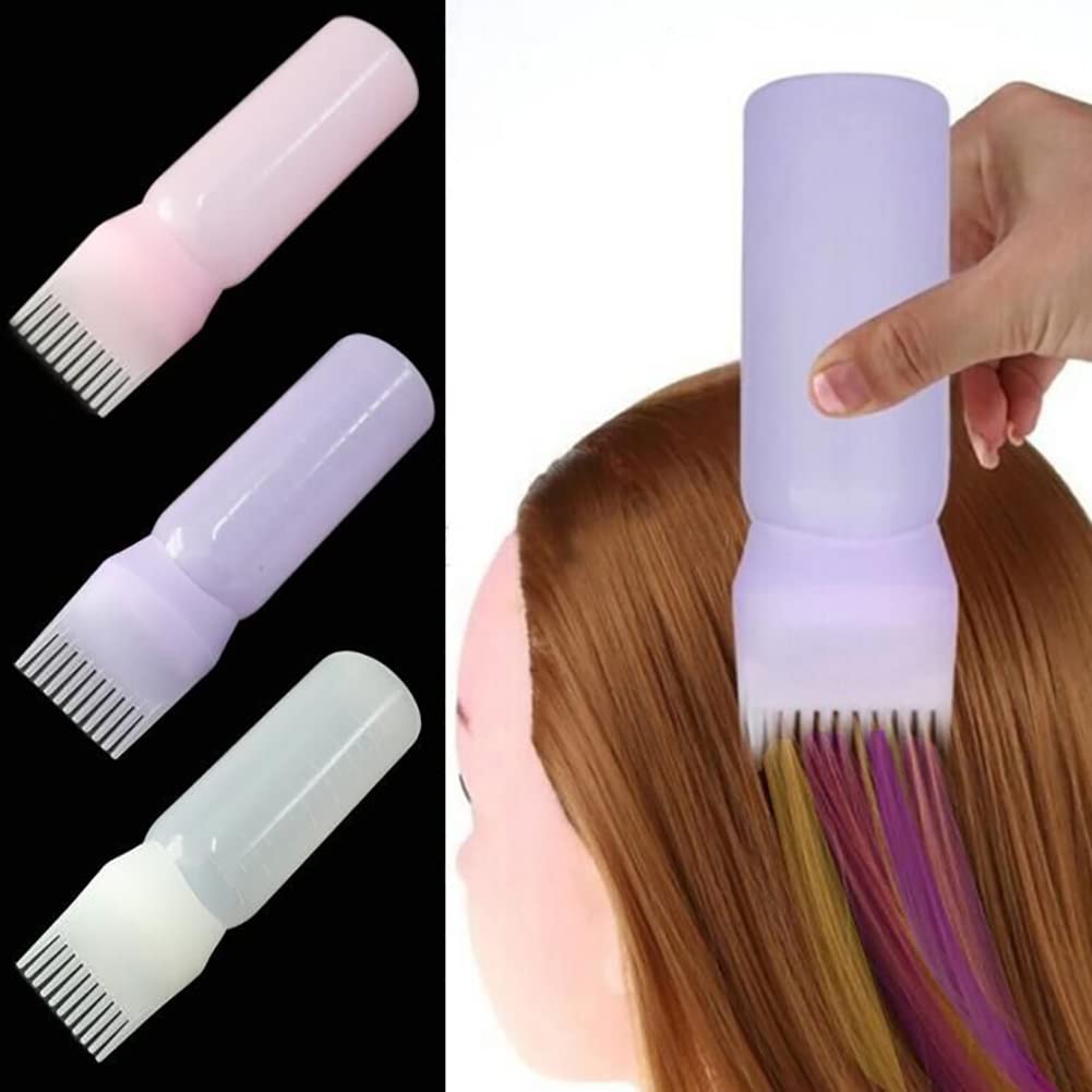 ccHuDE 2 Pcs Root Comb Applicator Bottles Hair Dye Applicator Brush Bottle Empty Hair Comb Applicator Hair Color Squeeze Bottle with Graduated Scale