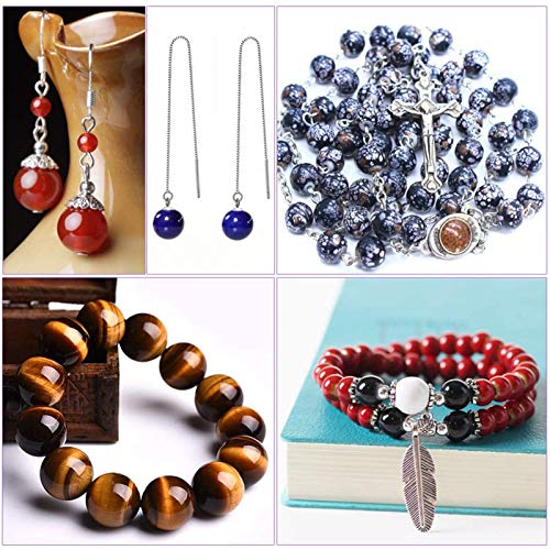 Colle Stone Bead for Jewelry Making 8mm 418pcs DIY Bracelet Beads Kit with Natural Lava Stone, Charms, Finishings&2 Strings for Women/Men Jewelry Making Kits
