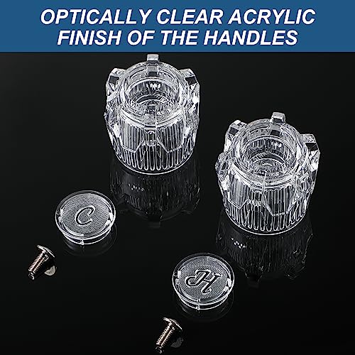Dreyoo Shower Knob Replacement Compatible with Phoenix Mobile Home Sink &Tub/Shower, Acrylic Bathtub Knobs Parts Clear Faucet Handles with 17pt Spline Point Broach Center Hole(1 Pair)