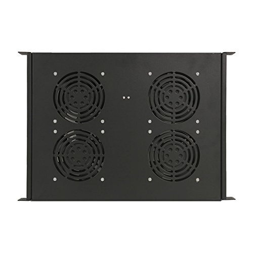 NavePoint Rack Cabinet Mounted Server 4 Fan Unit Cooling System with 4 Fans 110V Blk 1U