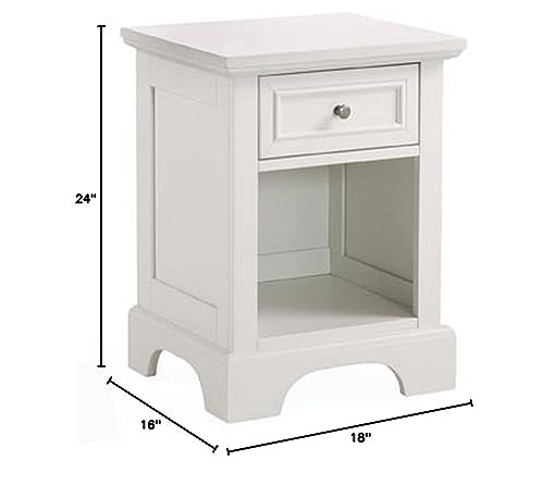 Home Styles Naples White Nightstand with Drawer, Mahogany Hardwood Solids and Engineered Woods, and Open Storage Space