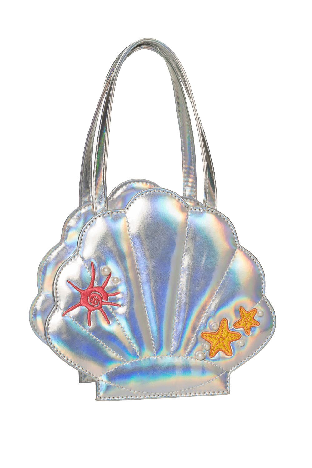 Lost Queen Women's Ariel Iridescent Shell Pearl Handbag Mermaid Crossbody Purse