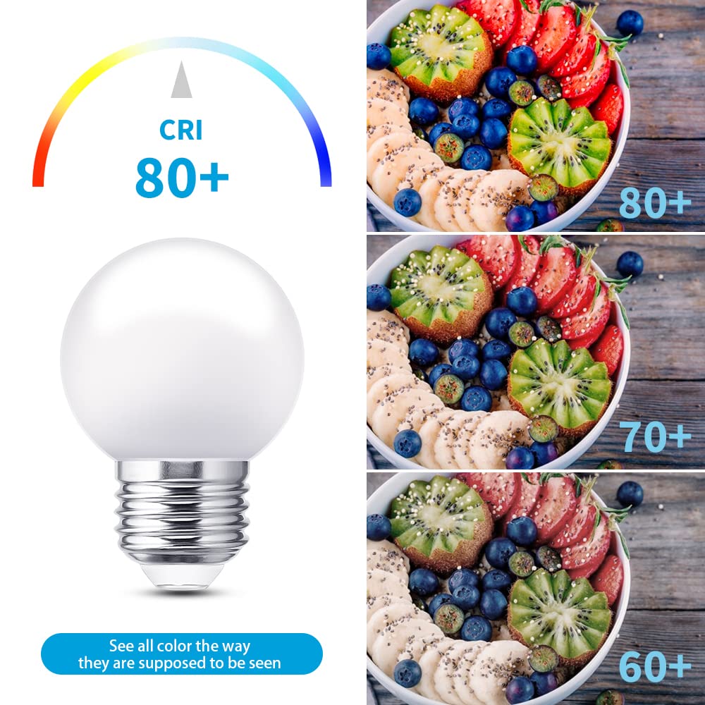 OTATEAN 1W Light Bulbs Equivalent 15 Watt 150LM Light Bulb Standard E26 Base Small Light Bulb for Light Strip, Vanity Mirror, Frosted, Daylight White 6000K (2 Pack)