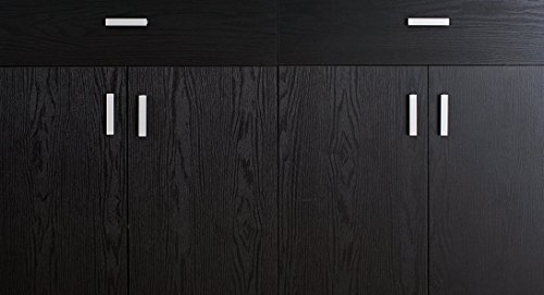 HOMES: Inside + Out Brysin Modern 48 in. Buffet Server, Sideboard with Removable Wine Holder, 2 Drawers On Metal Glides and Two Doors Bottom Cabinet for Kitchen, Dining Room, Large, Black