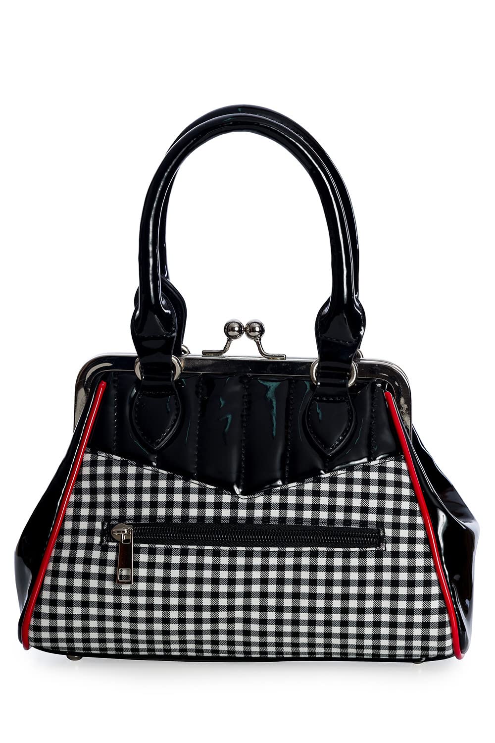 Lost Queen Women's Rockabilly Cherry Skulls Handbag Retro Kisslock Purse