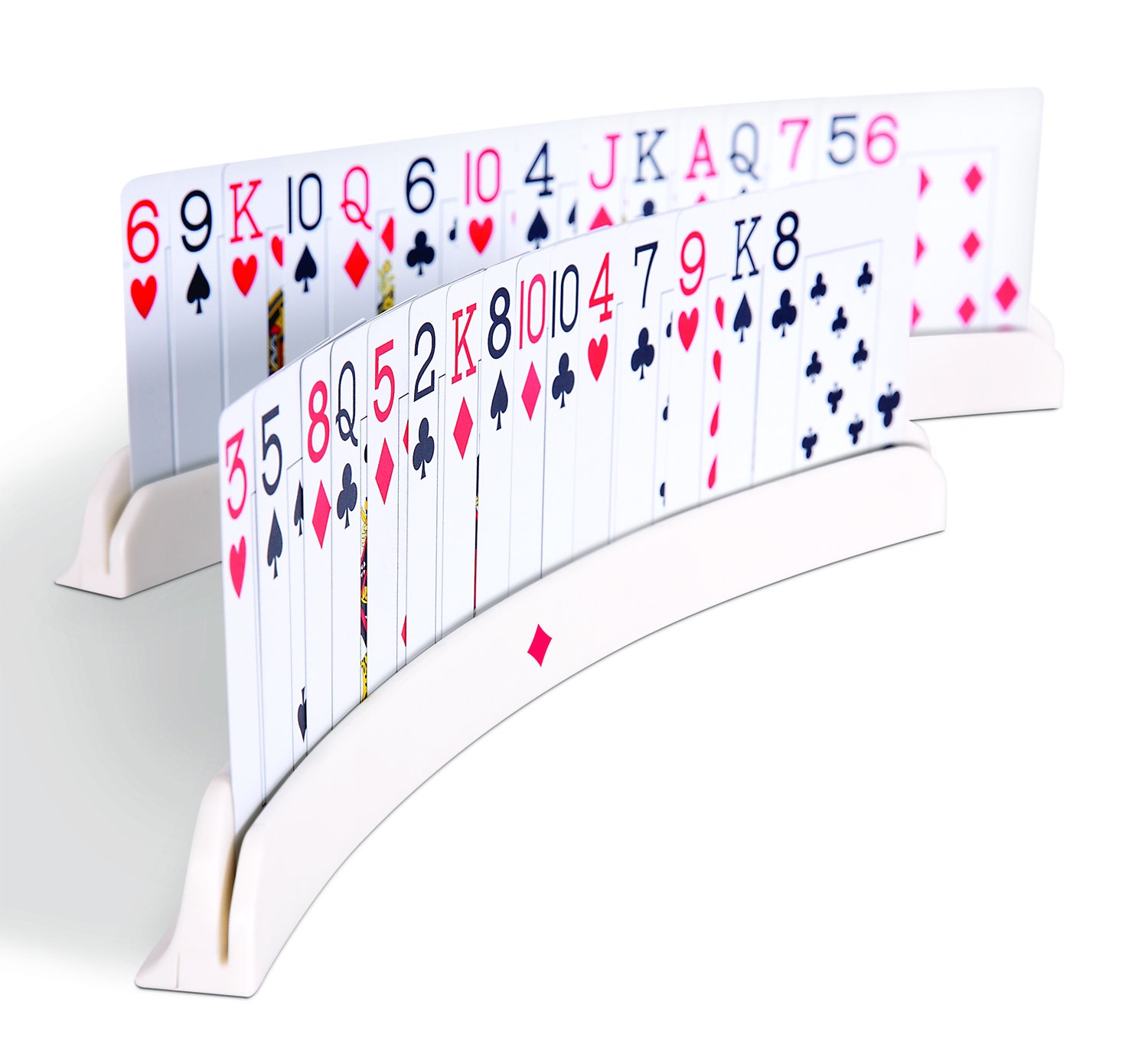 IdeaWorks Arc Playing Cards Holder (Set of 4) | Playing Card Holders for Seniors & Kids Card Holder | Curved Game Card Holder Design Prevents Viewing of Cards | Holds 15 Cards, White