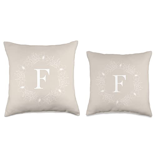 Cute Monogram Letter Design Cute Capital Letter F Monogram Initial F Throw Pillow, 16x16, Multicolor