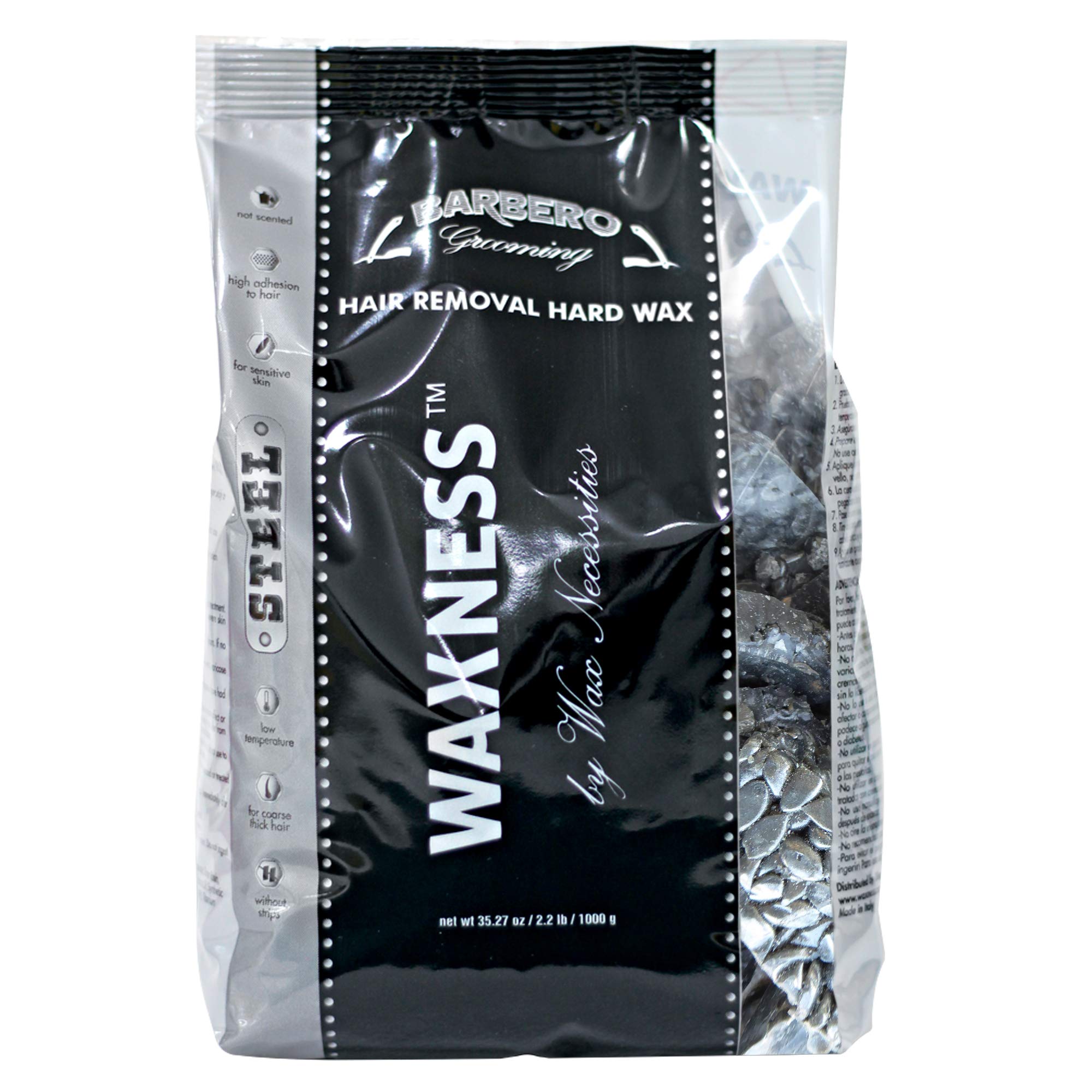 Wax Necessities Waxness Barbero Grooming Depilatory Hard Wax Steel for Men 2.2 Pound