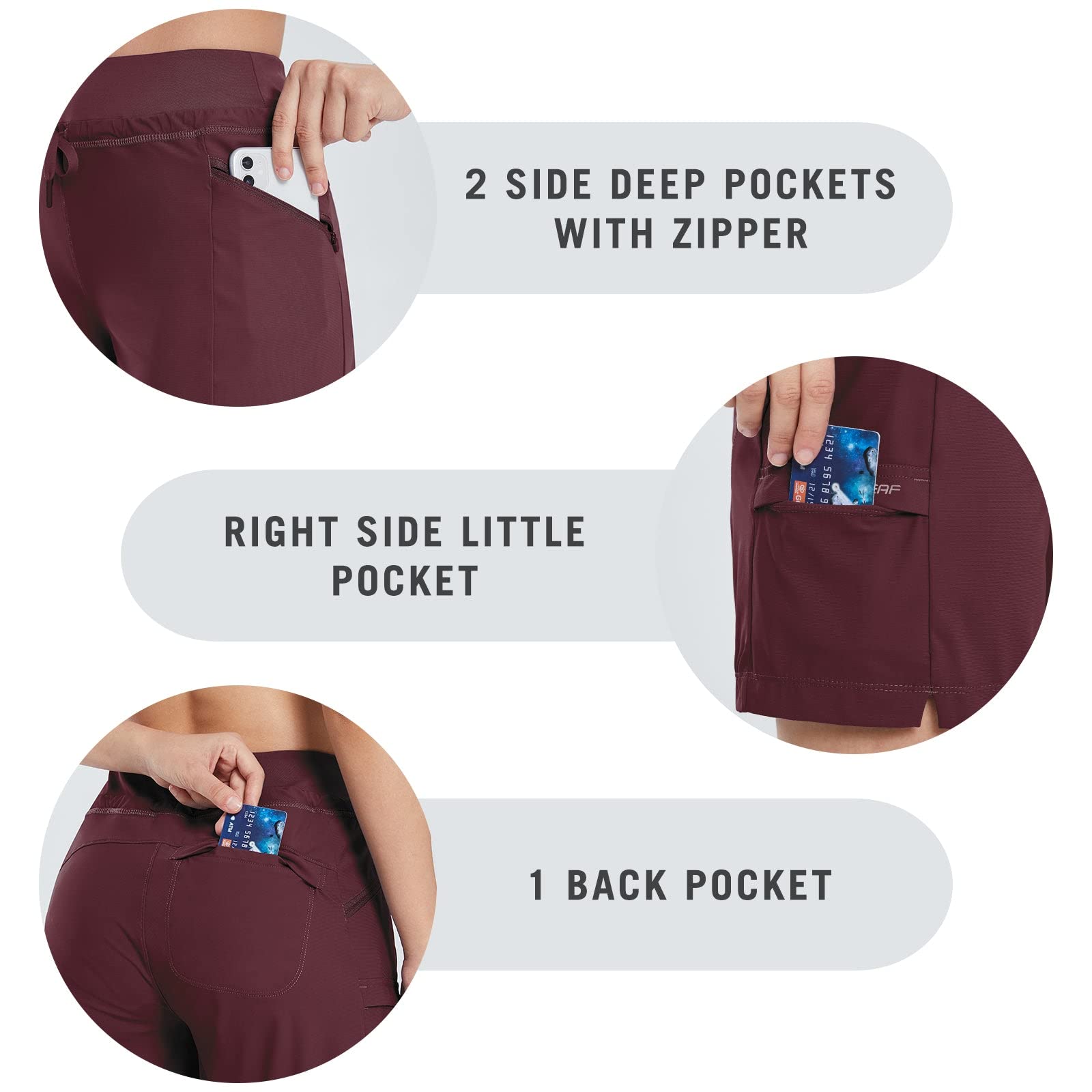 BALEAF Women's 5" Casual Shorts for Summer Stretch Elastic Waist Quick Dry Lightweight Pockets for Running Hiking Prune Size S