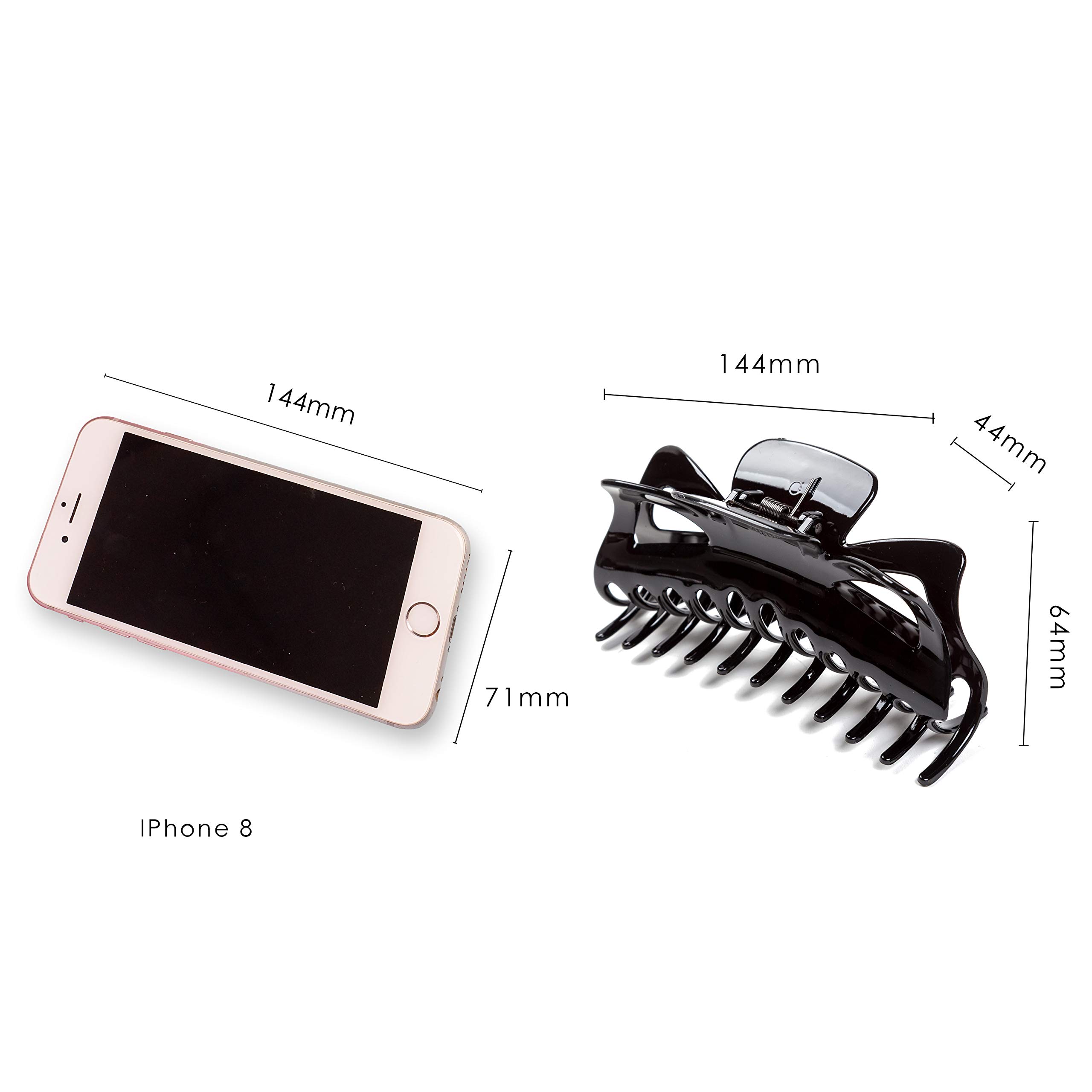 Prettyou Thick Hair Super Large Clips Crystal Plastic Claw Clamps Hairgrips Clips Accessories for Women, 2 pack. (A)