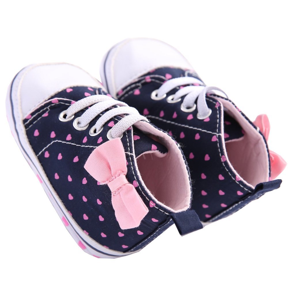 WAYLONGPLUS Infant Canvas Soft Sole Anti-Slip Prewalker Toddler Crib Shoes Love Print Sneaker (Pink Size 1)