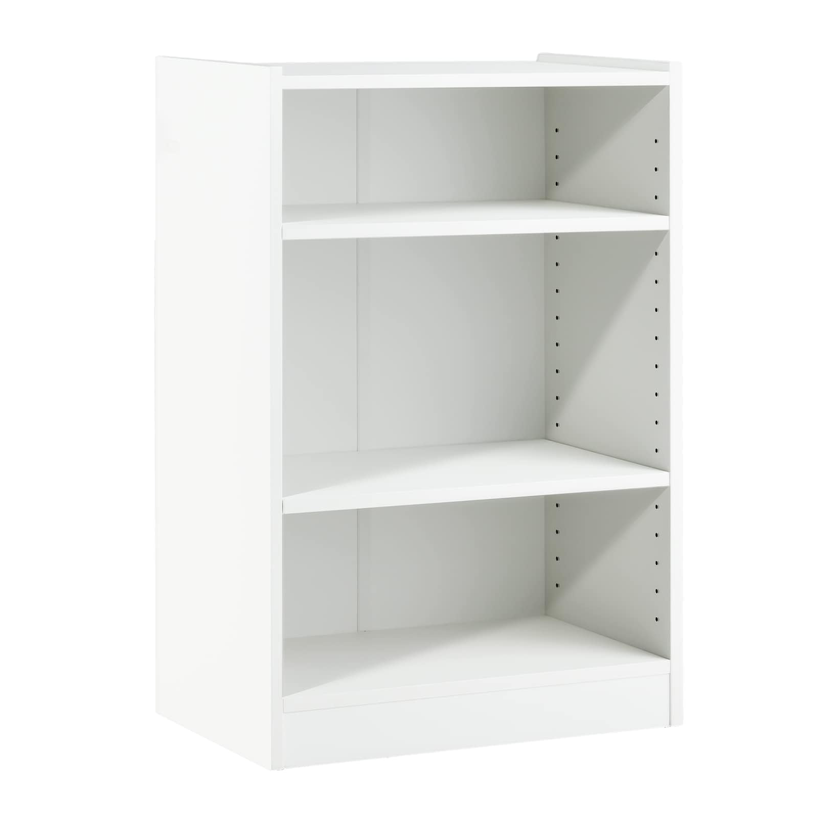 Byroce 3-Tier Bookshelf, Small Bookcase with 18 Positions Adjustable Shelves, 29.5β Modern Display Shelves, 3 Cube Storage Organizer for Home, Office & School (2, White)
