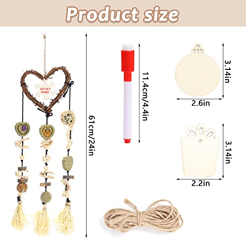 DAMPET Bunny Chew Toys, Bunny Teeth Grinding Chew Toys, Rabbit Cage Hanging Chew Toys, All Natural Materials for Guinea Pigs, Hamsters, Rabbits and Rats