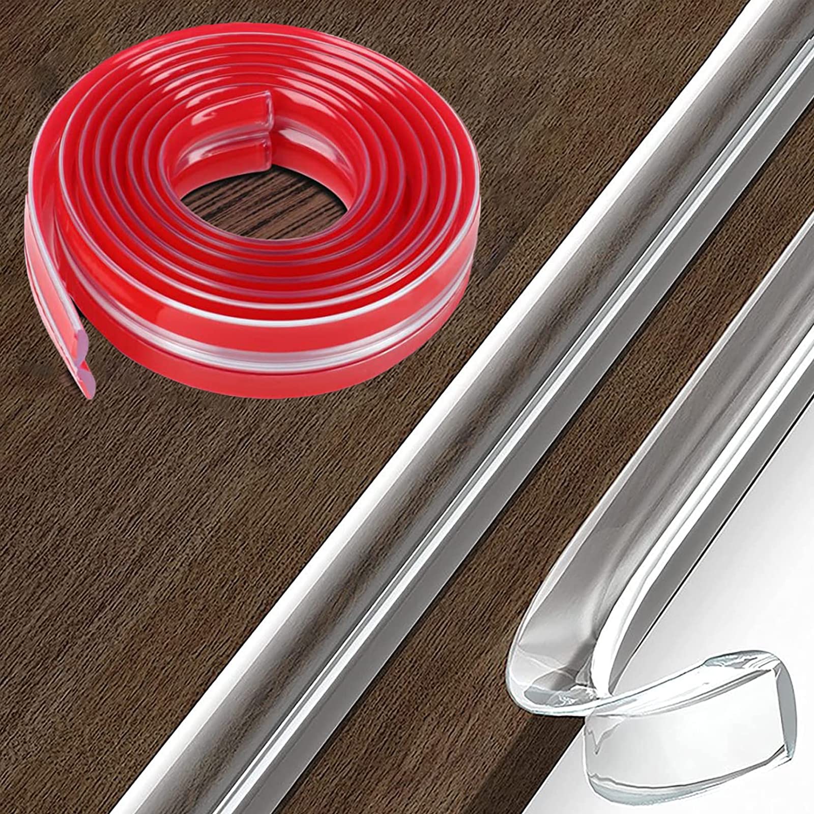 Baby Proof Corners and Edges,Edge Protector Strip Clear, 6.6ft Silicone PVC Pre-Tape Adhesive with 8 psc Baby Proofing Corner Protectors for Against Sharp Corners of Cabinet Table Drawer