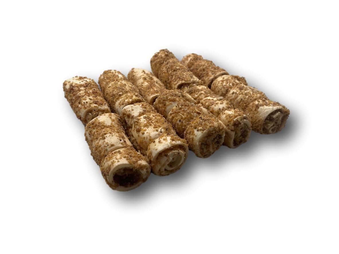Top Dog Chews – 3” Mini Cheek Rolls with Bully Dust Sprinkles, 10 Pack, Long Lasting Dog Bones for Aggressive Chewers, Rawhide Free Dog Treats