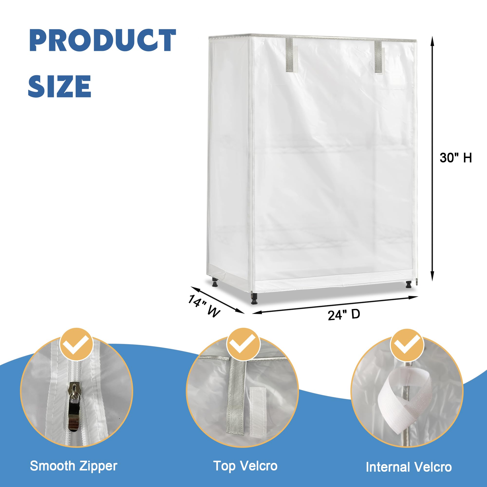IndigoTempest9 Frosted PVC Waterproof 3 Shelf Wire Rack for Wire Shelf Cover - 24" W x 14" D x 30" H - Protects from Dust and Debris - Only Cover (Transparency)
