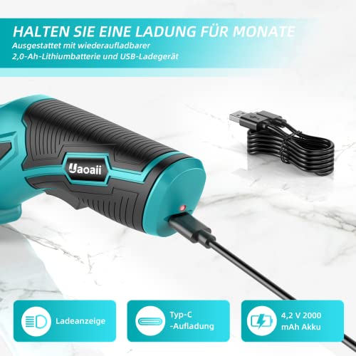 Cordless Electric Scissors Upgraded, Uaoaii 4V Electric Cardboard Box Cutter w/Storage Case, Safety Lock & LED Light, Rechargeable Fabric Cutter Power Rotary Cutters for Leather Felt, Effortless