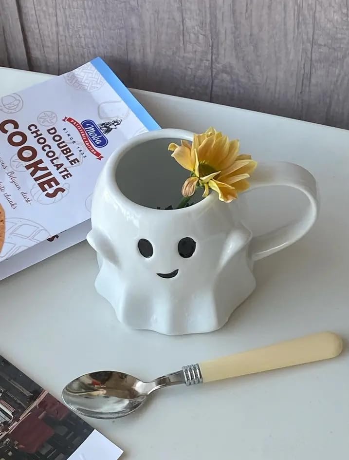 Ceramic Ghost Mug | Halloween Mug | Cute Ghostface CoffeeMug | Novelty Ceramic Coffee Cup with Handle| Perfect for Halloween Decor and Best Gifts for Coffee Lover, 14.9 FL OZ