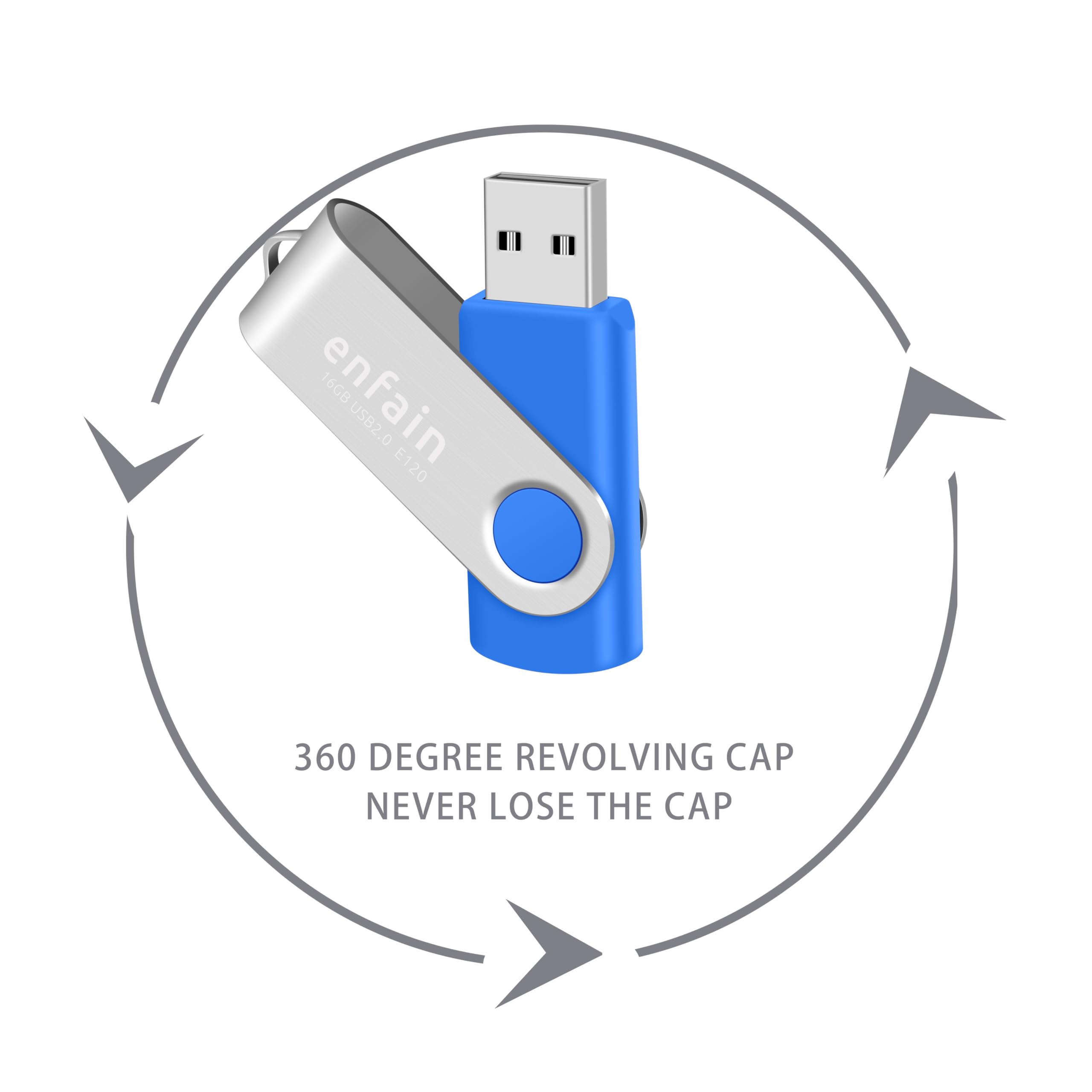 Professional 10-Pack of Enfain 16GB Multicolor USB Flash Drives - Swivel Memory Sticks for Efficient Data Storage and Sharing