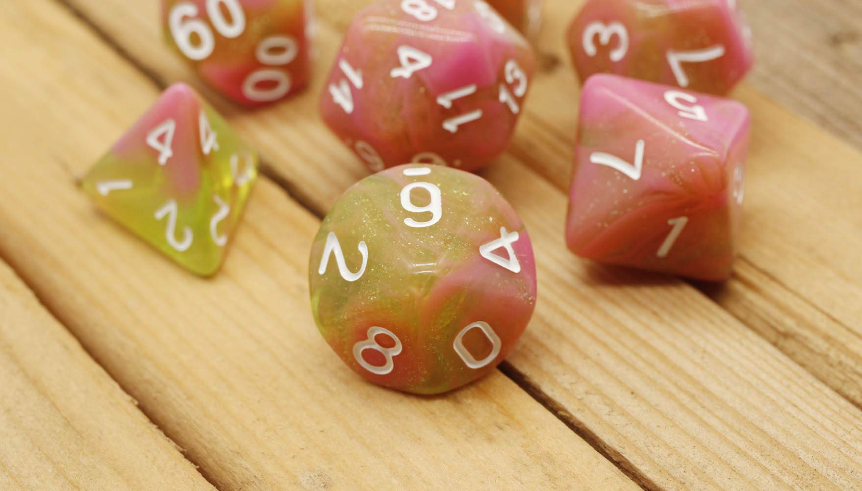 DND Dice Polyhedral 7-Die Dice Set for D&D Dungeons & Dragons Role Playing Gaming Glitter dice(Pink Green)…