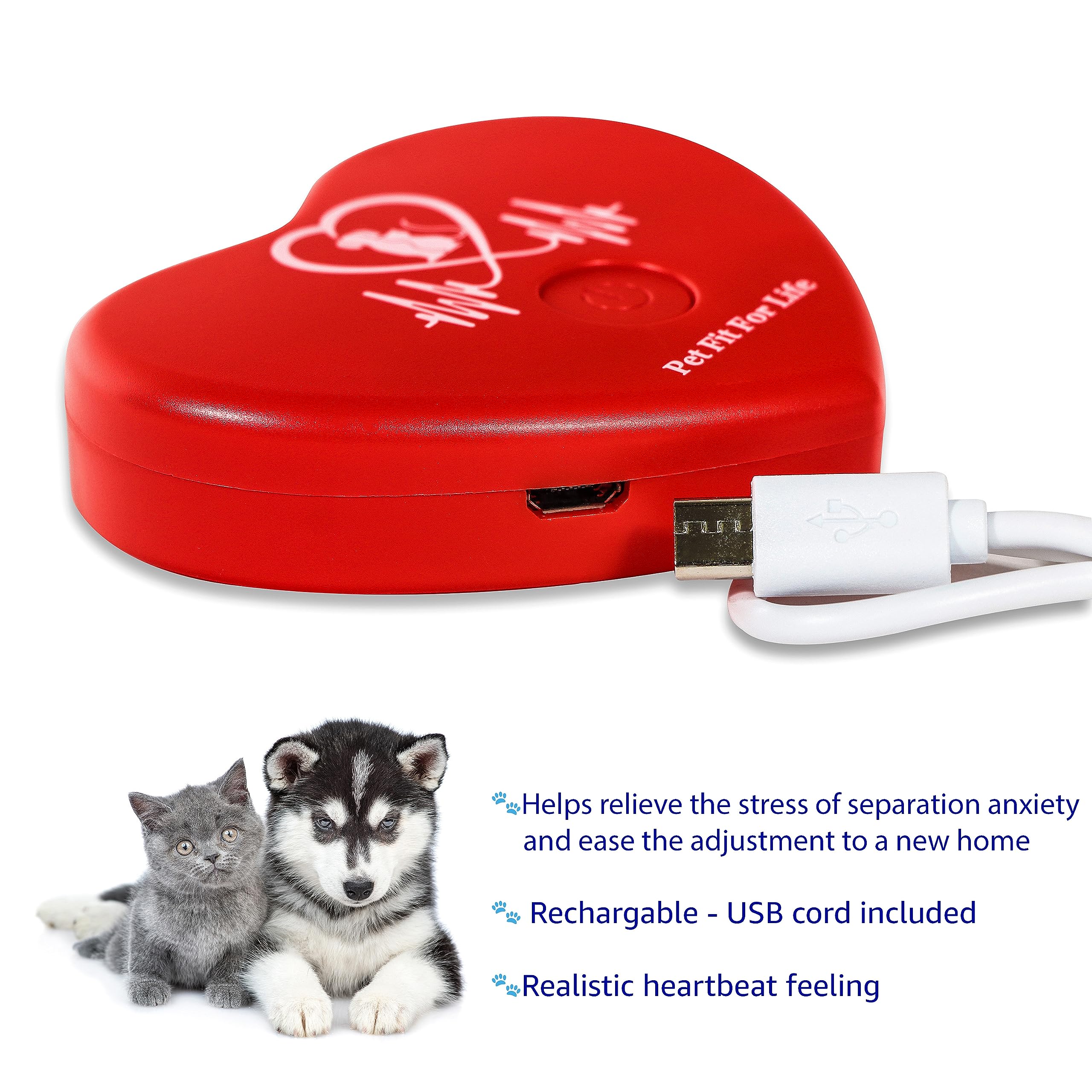 Pet Fit For Life Heartbeat Dog Toy with Heat for Calming Anxiety - Puppy Sleep Aid with USB Rechargeable Heart Beat Simulator and Reusable Heating/Cooling Pad Insert - Extra Large