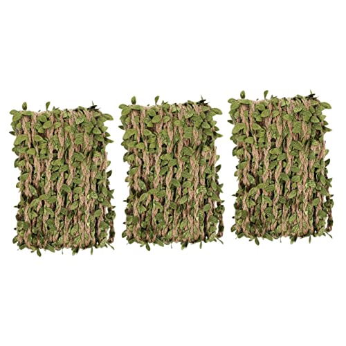 DOITOOL 3 Rolls Simulated Rope and Rattan Braid Accessories Plant Gift Jungle Decor Artificial Leaf Ribbon Natural Jute Rope Burlap Leaf Ribbon Simulation Rope Gift Wrapping Rope
