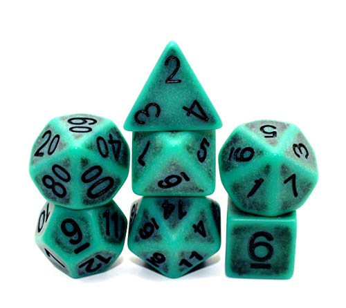 DND Dice Set Ancient RPG Dice for Dungeons and Dragons(D&D) Pathfinder MTG Tabletop Role Playing Game Polyhedral 7-Die Dice Group (Green)