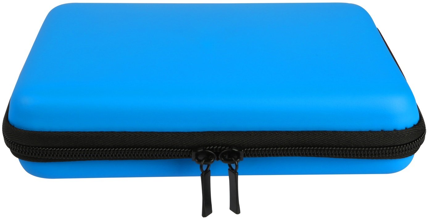 GPCT Nintendo 2DS Hard Shell EVA Carry Case Cover Bag. Protects Against Bumps/Drops/Dust/Dirt/Scratches. Protective Travel Storage Cover Pouch W/ 8 Game Holders, Double Zipper Zip Pocket- Blue