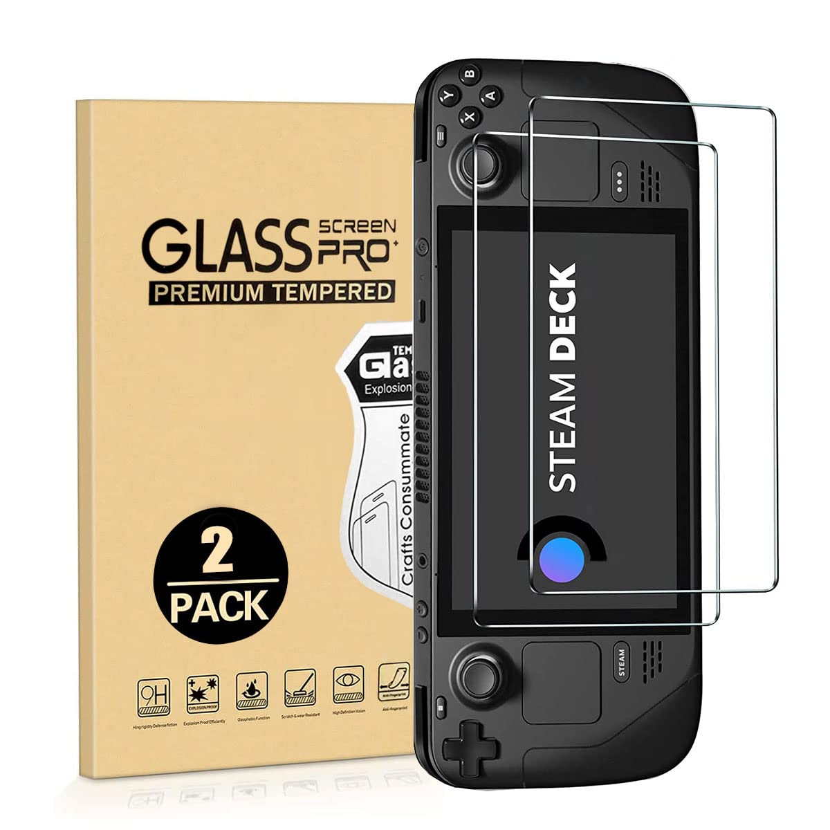 BELIEFLUO Steam Deck Screen Protector,Transparent HD Clear tempered glass protector Compatible with Steam Deck 7inch 2022. Anti-Scratch,Bubble Free[2-PACK]