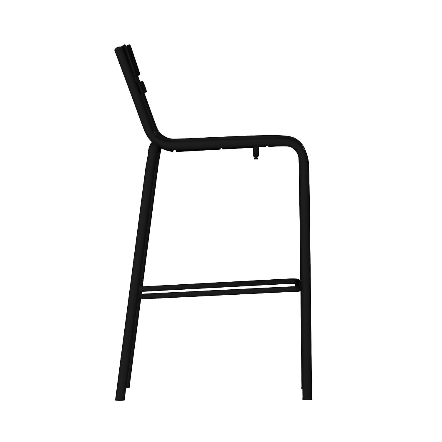 Flash Furniture Nash Commercial Grade Steel Stack Stool, Indoor-Outdoor Bar Stool with 2 Slat Back, Set of 4, Black