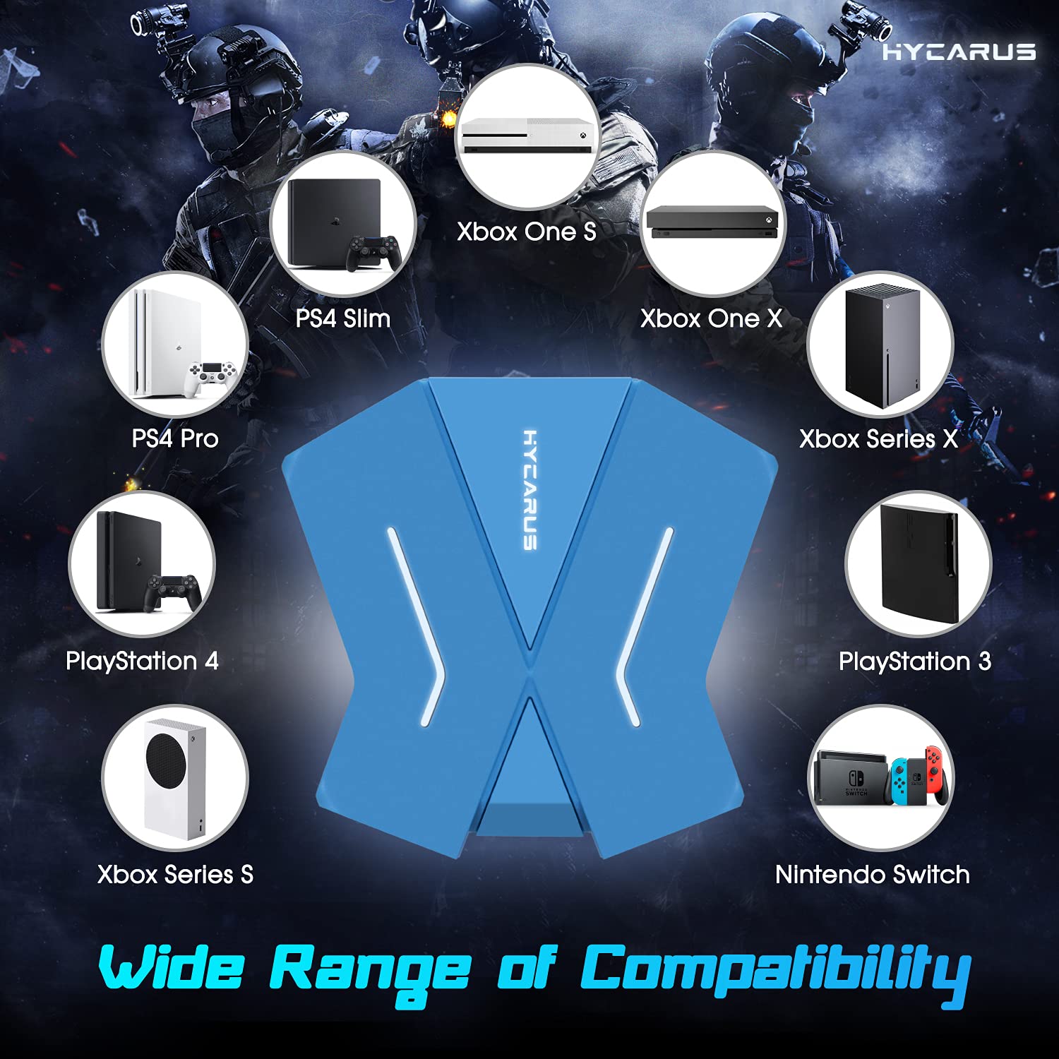 HYCARUS [2022 New Model] Keyboard and Mouse Adapter for Nintendo Switch/Xbox One/ PS4/ PS3, PS4 Keyboard Adapter & Xbox Keyboard Adapter. Perfect for Games Like FPS, TPS, RTS, etc. (HC-30050)