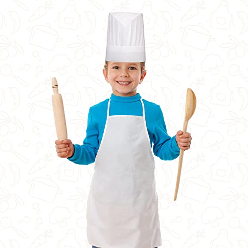 Ecoofor 12 Pieces Kid Aprons, Kid Chef Aprons with Pocket Children Chef Apron for Boys Girl's Kitchen Cooking (Ages 5-12)