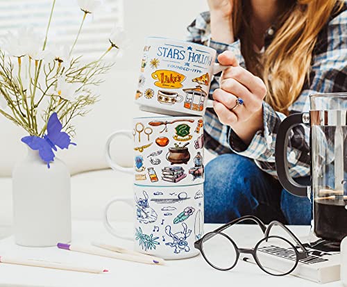 Gilmore Girls Stars Hollow Allover Icons Ceramic Stacking Mug | Large Coffee Cup For Espresso, Caffeine, Beverages, Home & Kitchen Essentials | Cute Gifts and Collectibles | Holds 13 Ounces