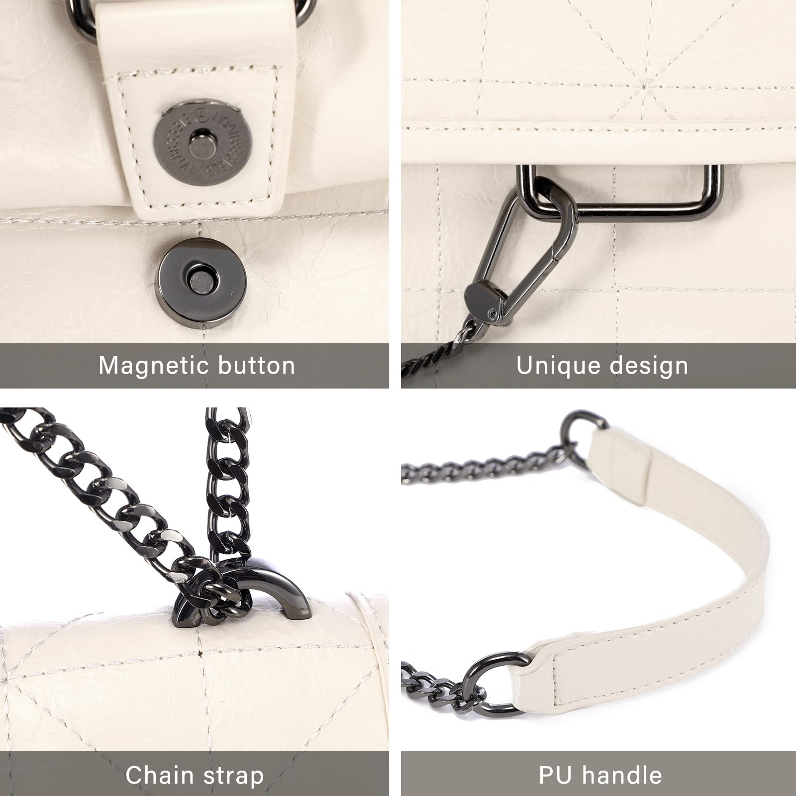 LOVEVOOK Quilted Crossbody Bags for Women Leather Shoulder Bag with Chain Strap