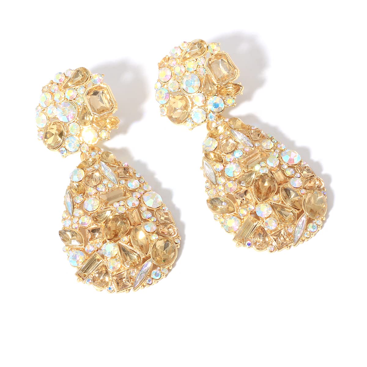 KELMALL Sparkly Rhinestone Chandelier Waterdrop Dangle Earrings for Women - Elegant Crystal Teardrop Statement Jewelry