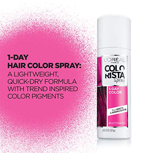 L’Oréal Paris Colorista 1-Day Washable Temporary Hair Color Spray, Hot Pink, 2 Ounces