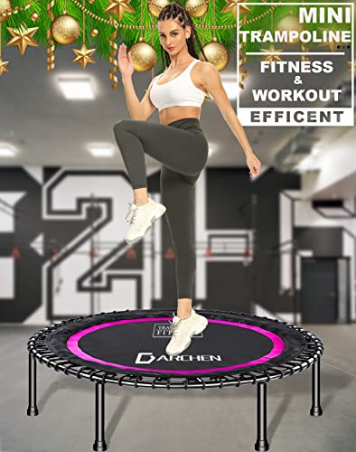 DARCHEN 450 lbs Mini Trampoline for Adults, Indoor Small Rebounder Exercise Trampoline for Workout Fitness, 450 lbs Max-Load Bungees for Quiet and Safely Cushioned Bounce, 40 Inch Gym Trampoline