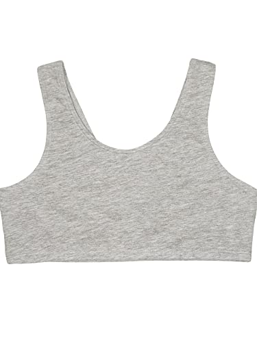 Fruit of the Loom girls Cotton Built-up Stretch Sports training bras, Heather Grey/Bittersweet Pink/White, 38 US