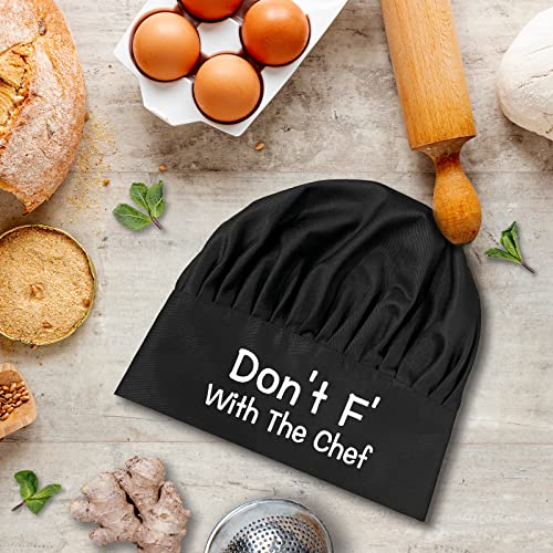 Don't F' with The Chef,Funny Chef Hat,BBQ Chef Hats,Adjustable Kitchen Cooking Hat for Men & Women, BBQ Gift,Perfect for BBQ Grilling Barbecue Cooking Baking Black